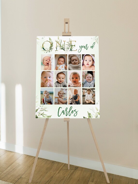 Wild One First Year Photo Board Template Tropical 1st - Etsy