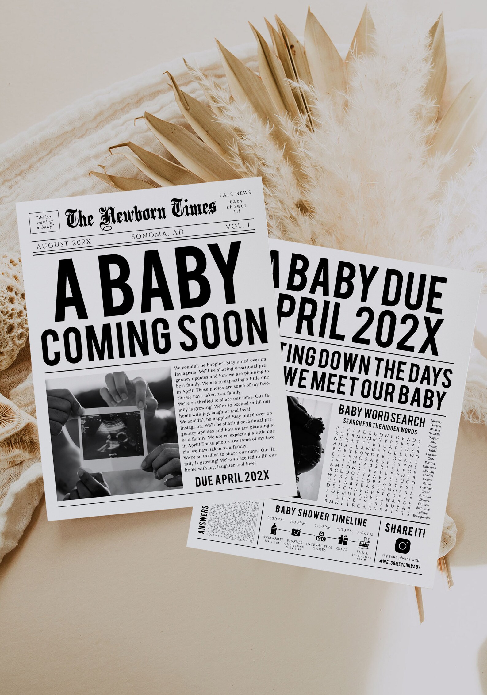 Newspaper Pregnancy Announcement Printable, Large Newspaper Baby ...