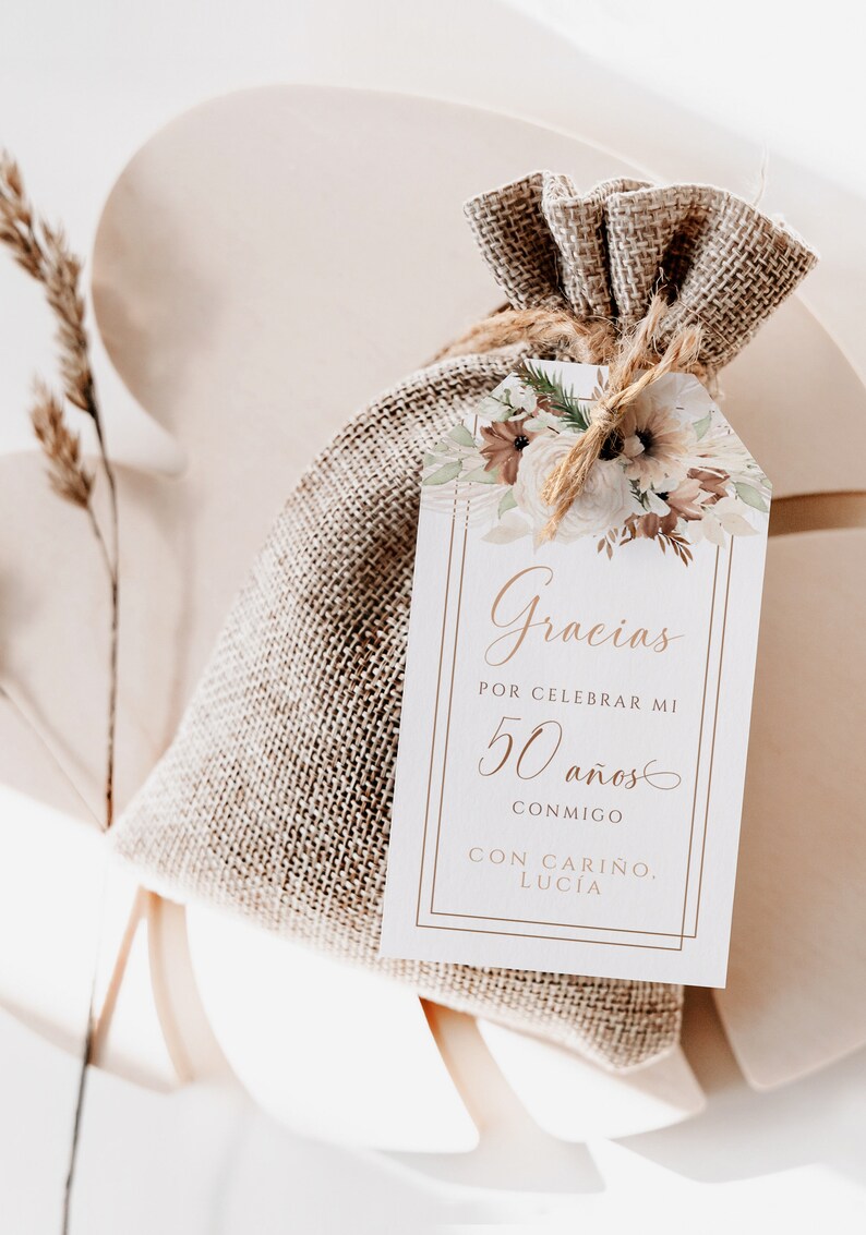 Printable Bohemian Birthday Thank You Gift Tags, Bohemian Floral ...