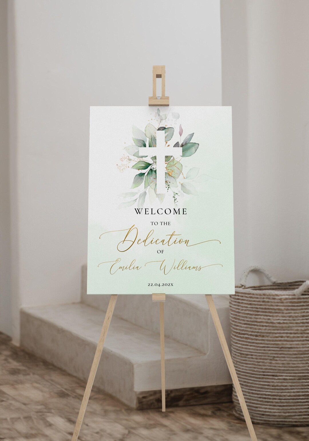 Dedication Party Welcome Sign Printable, Greenery Dedication Welcome ...