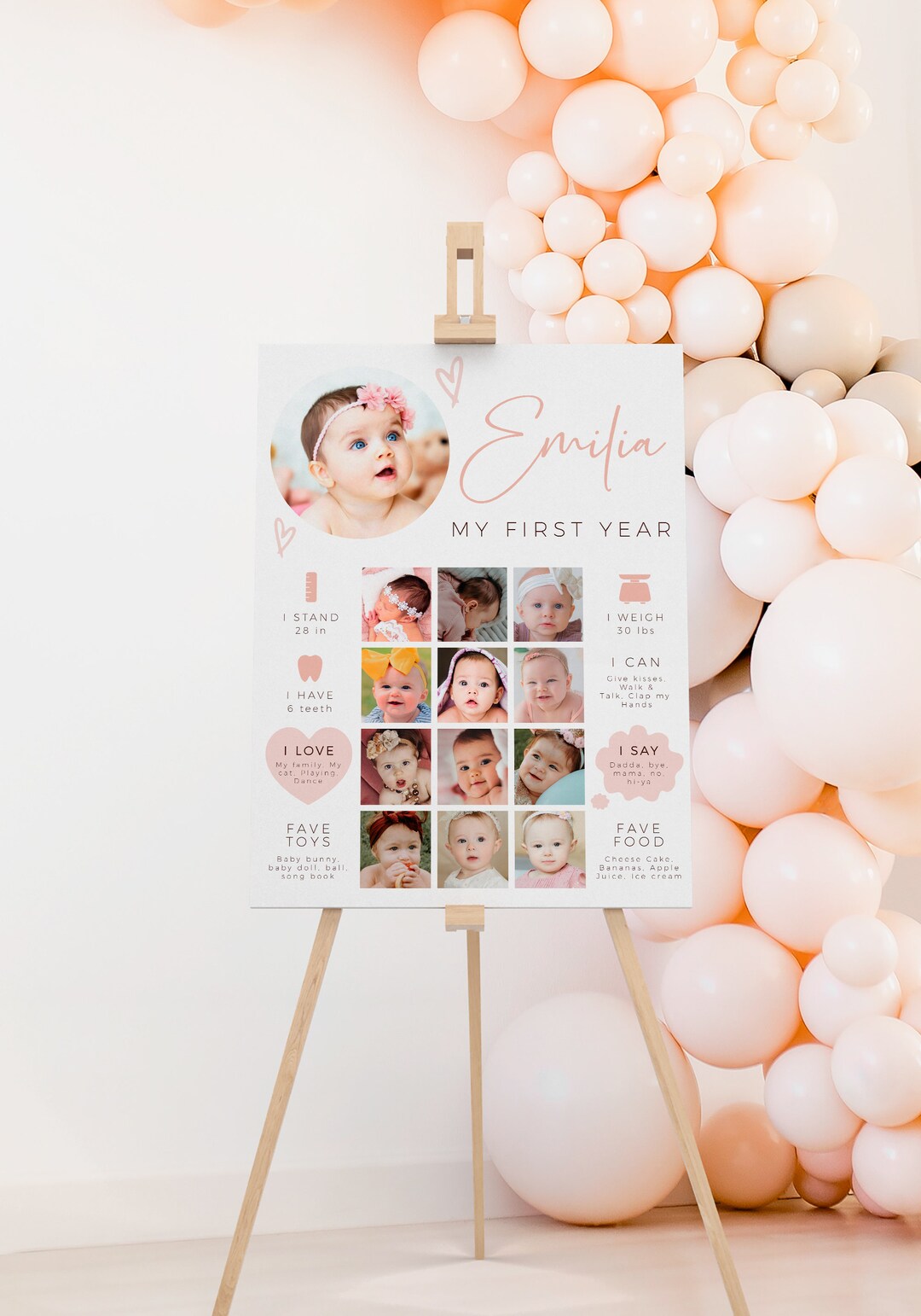 My First Year Collage & Milestone Poster Printable for a Little Baby ...
