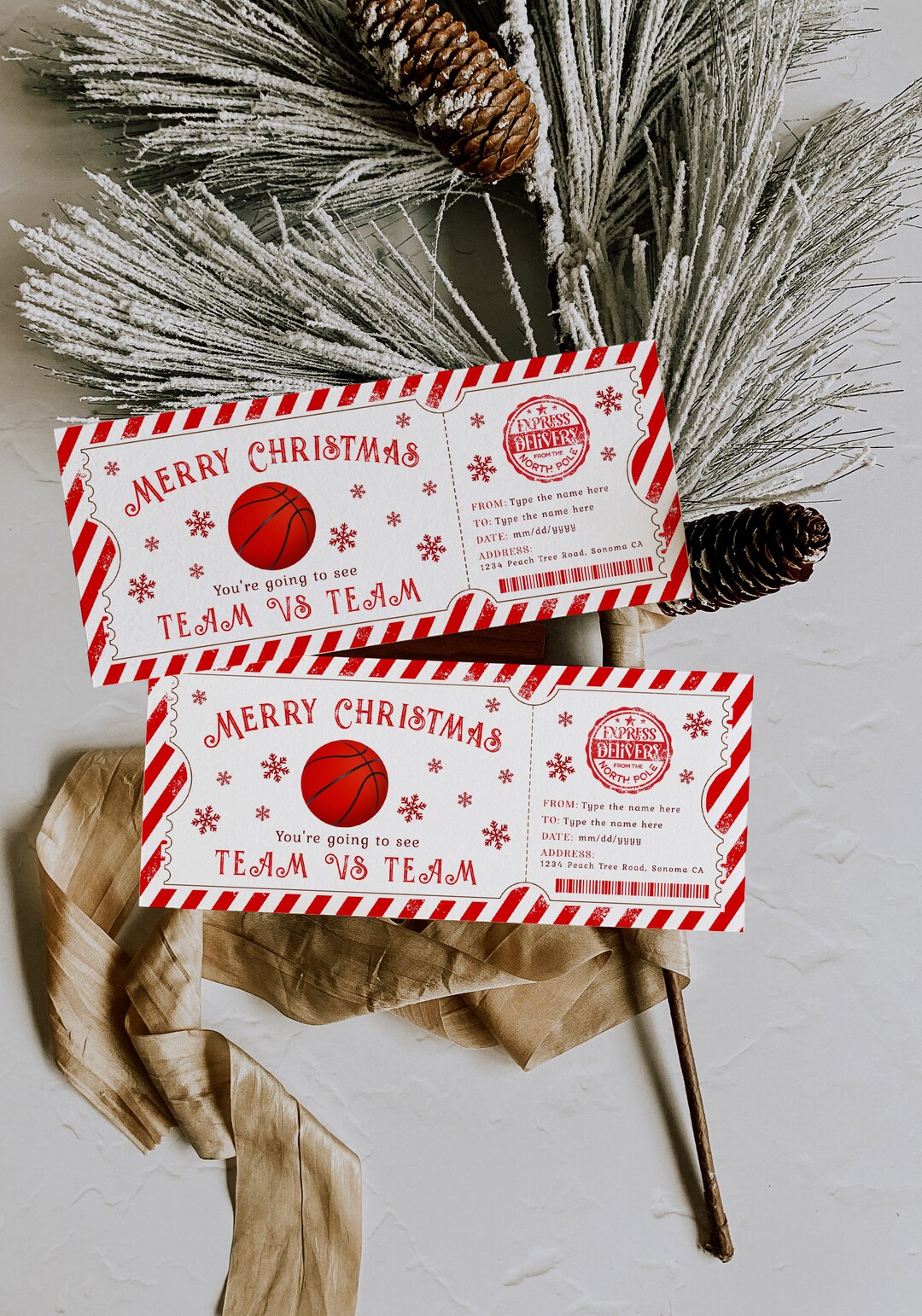 Basketball Game Christmas Gift Ticket, Christmas Surprise Game Gift ...