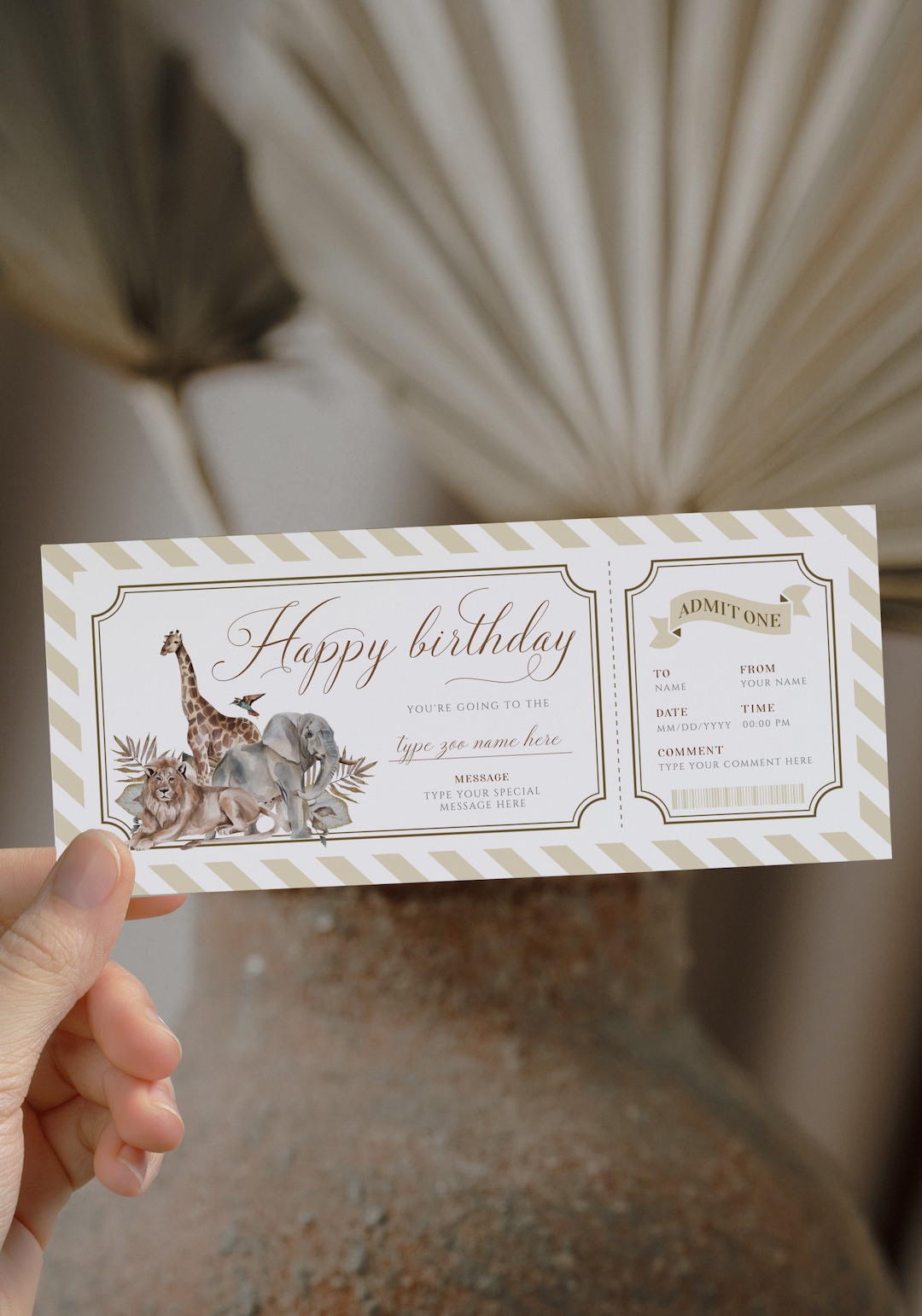 Happy Birthday Zoo Gift Voucher Template DIY, Zoo Printable Ticket ...