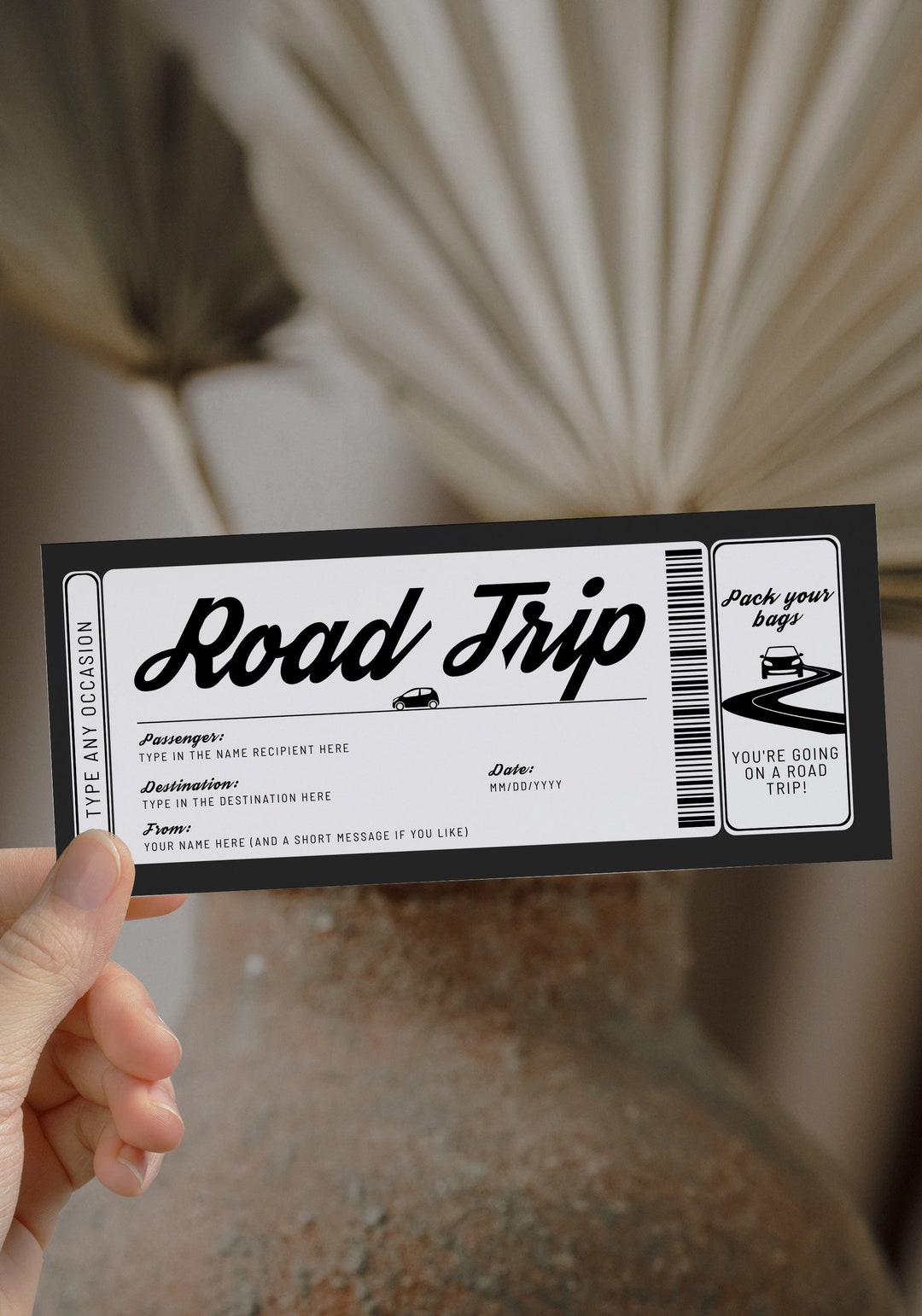 Printable Road Trip Ticket Gift, Reveal Surprise Any Occasion Road Trip ...