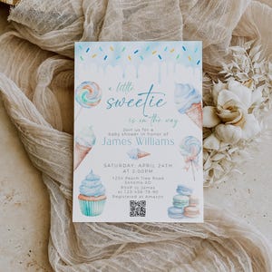 Candy Sweet Boy Baby Shower Invitation, a Little Sweetie Baby Shower ...