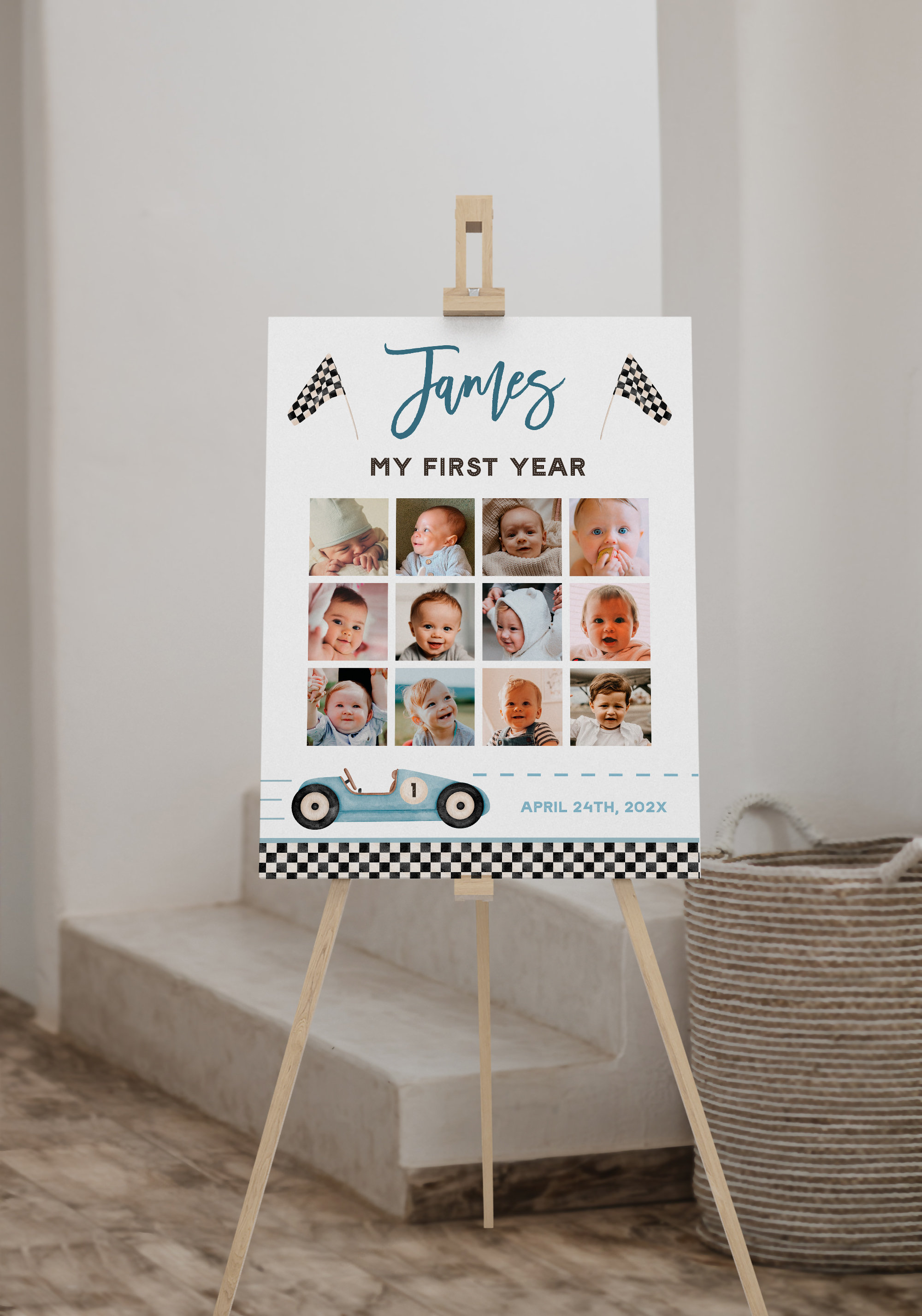 Race Car 1st Birthday Photo Collage Sign Template Race Car - Etsy