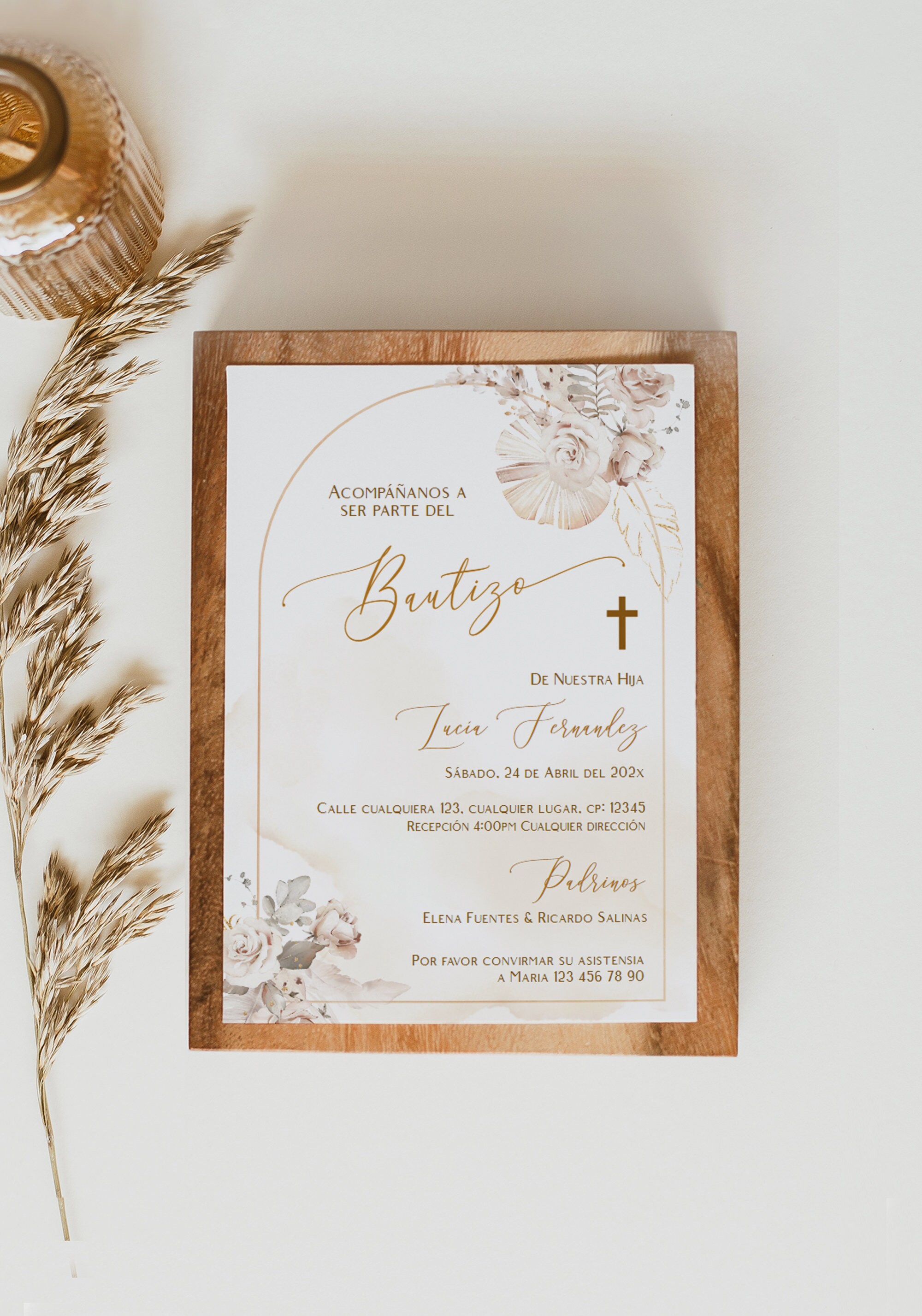Bohemian Christening Invitations Bautizo Invitations Spanish - Etsy