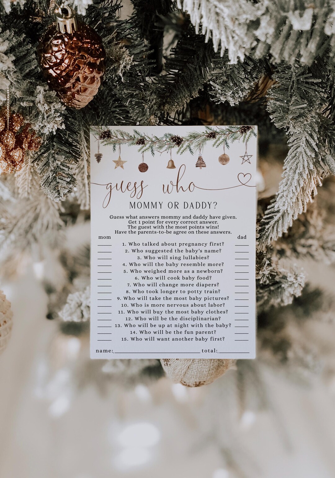Winter Guess Who Mommy or Daddy Printable, Xmas Holiday Baby Shower ...