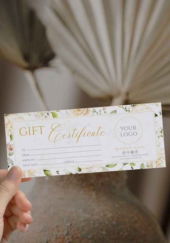 Editable spring gift certificate template, printable mininalist gift ...