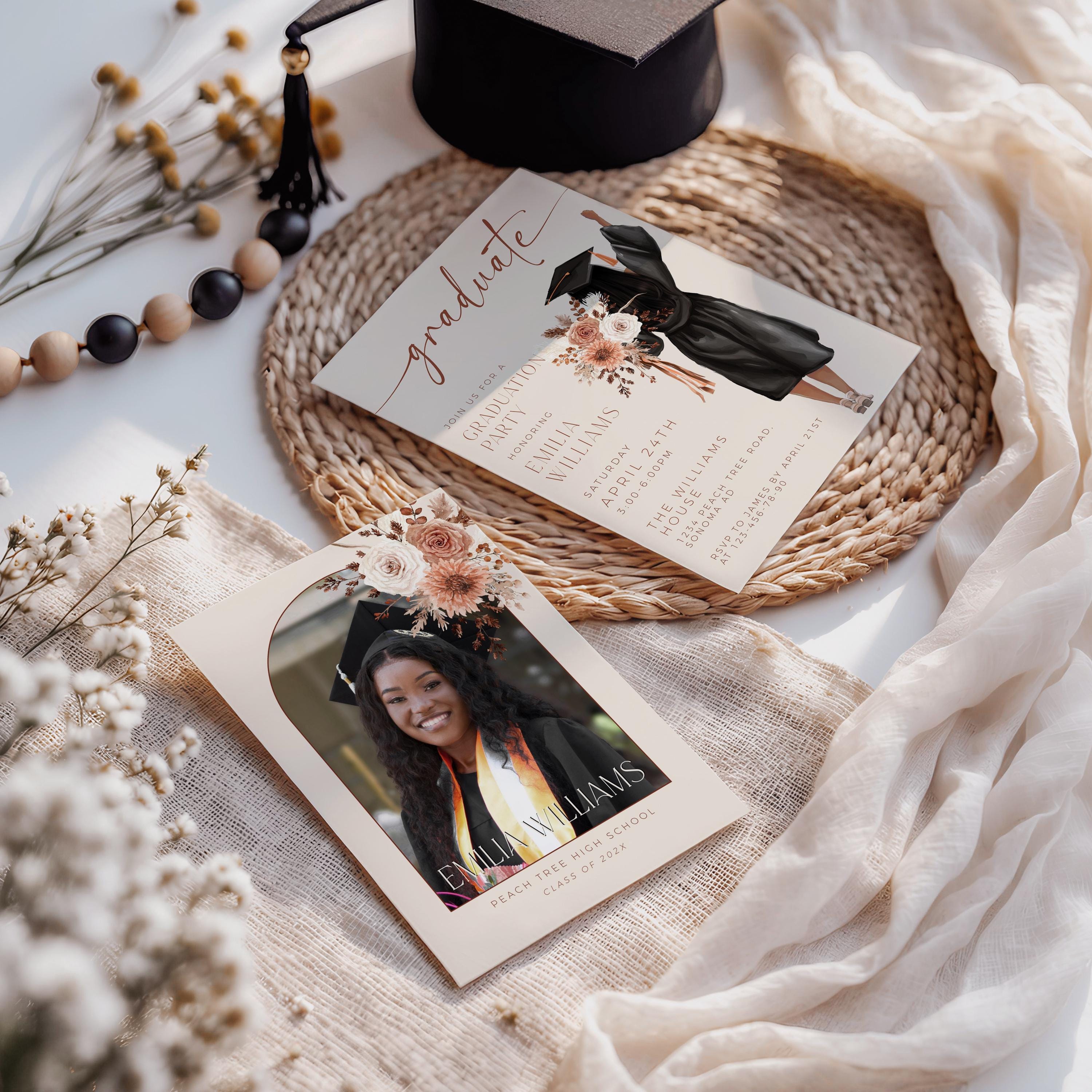 Girl Graduation Party Invitation, Modern Graduation Invitation With ...