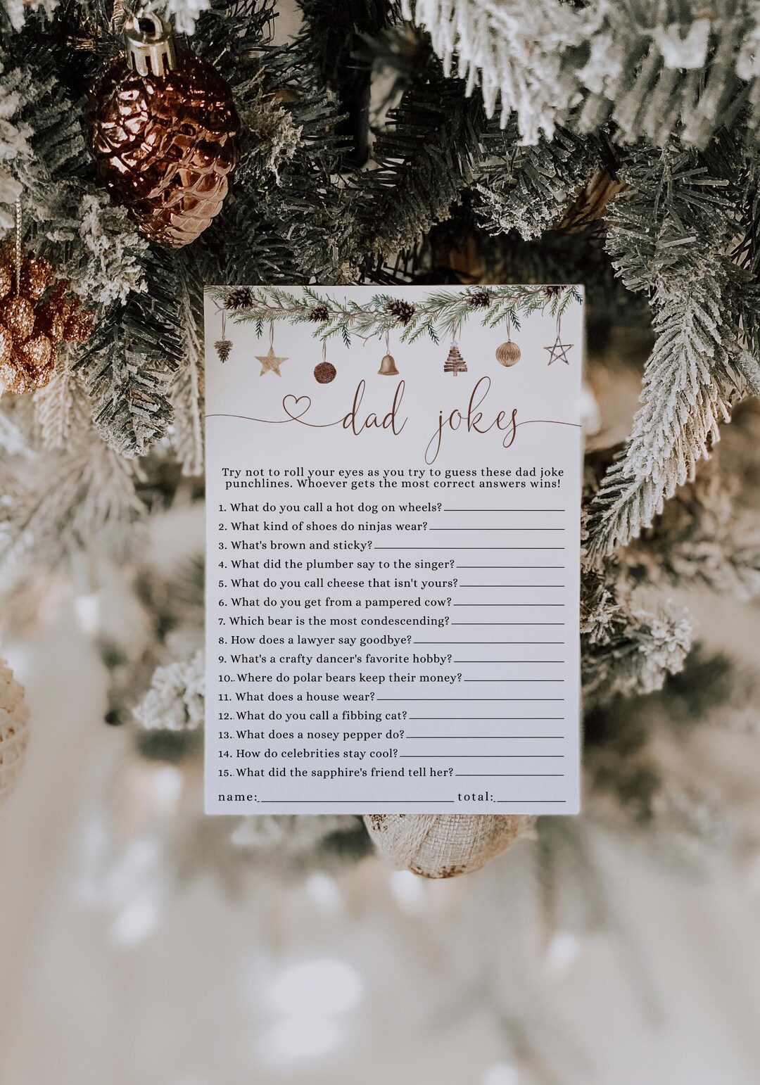 Winter Shower Game Dad Jokes Printable, Christmas Holiday Dad Jokes ...