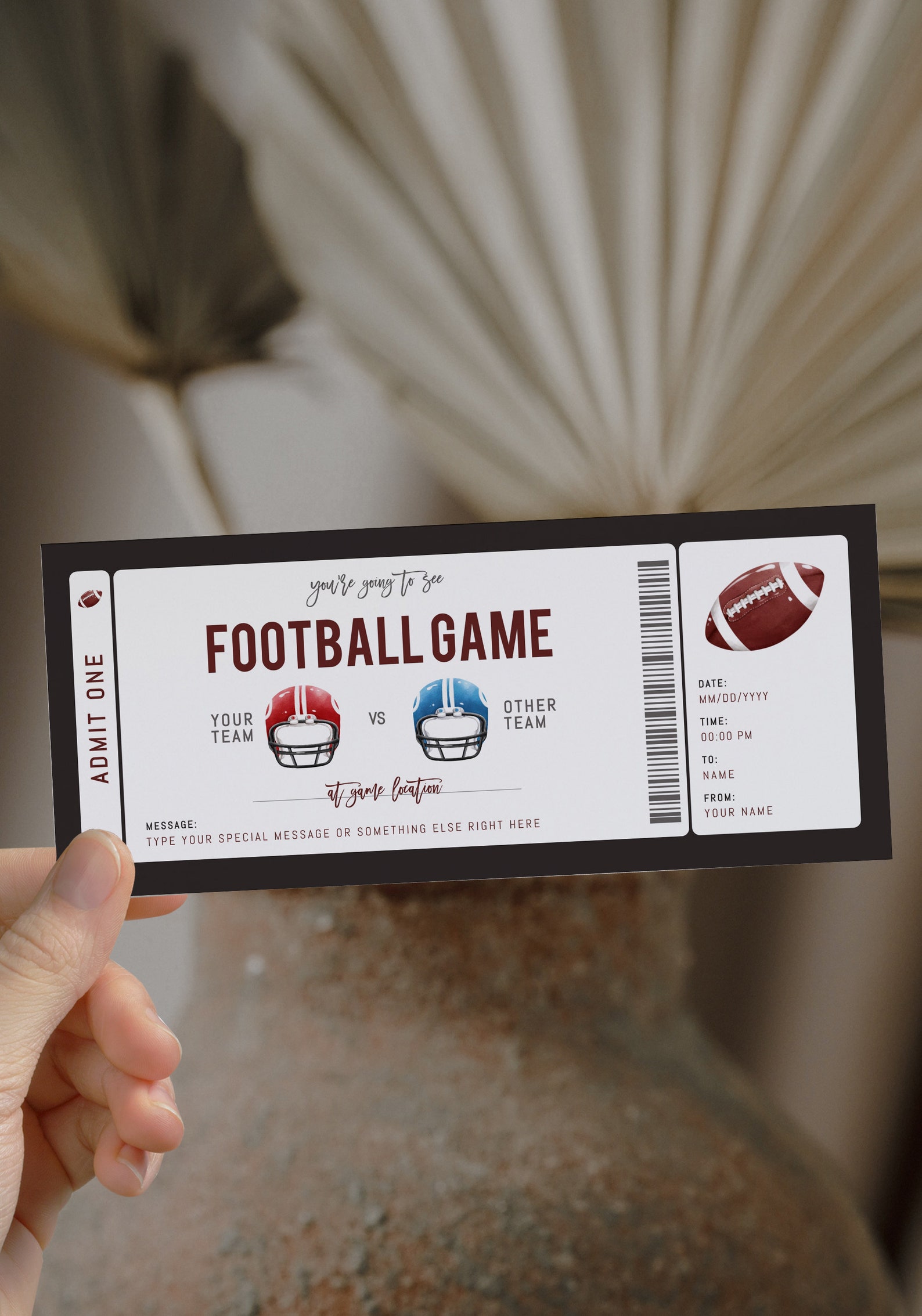 Football Ticket Template Editable Football Ticket Birthday - Etsy