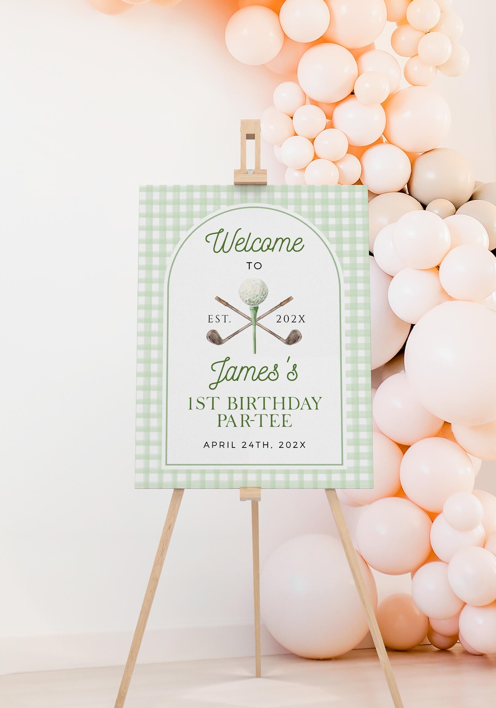 Golf Birthday Welcome Sign Printable, Sport Golf Theme Boy 1st Birthday ...