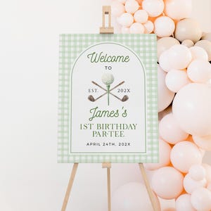 Golf Birthday Welcome Sign Printable, Sport Golf Theme Boy 1st Birthday ...