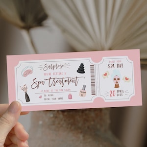 Spa Treatment Gift Voucher, Spa Day Printable Surprise Gift, Spa ...