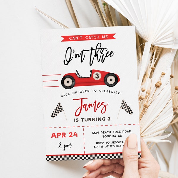 Turning 3 Car Invitation - Etsy