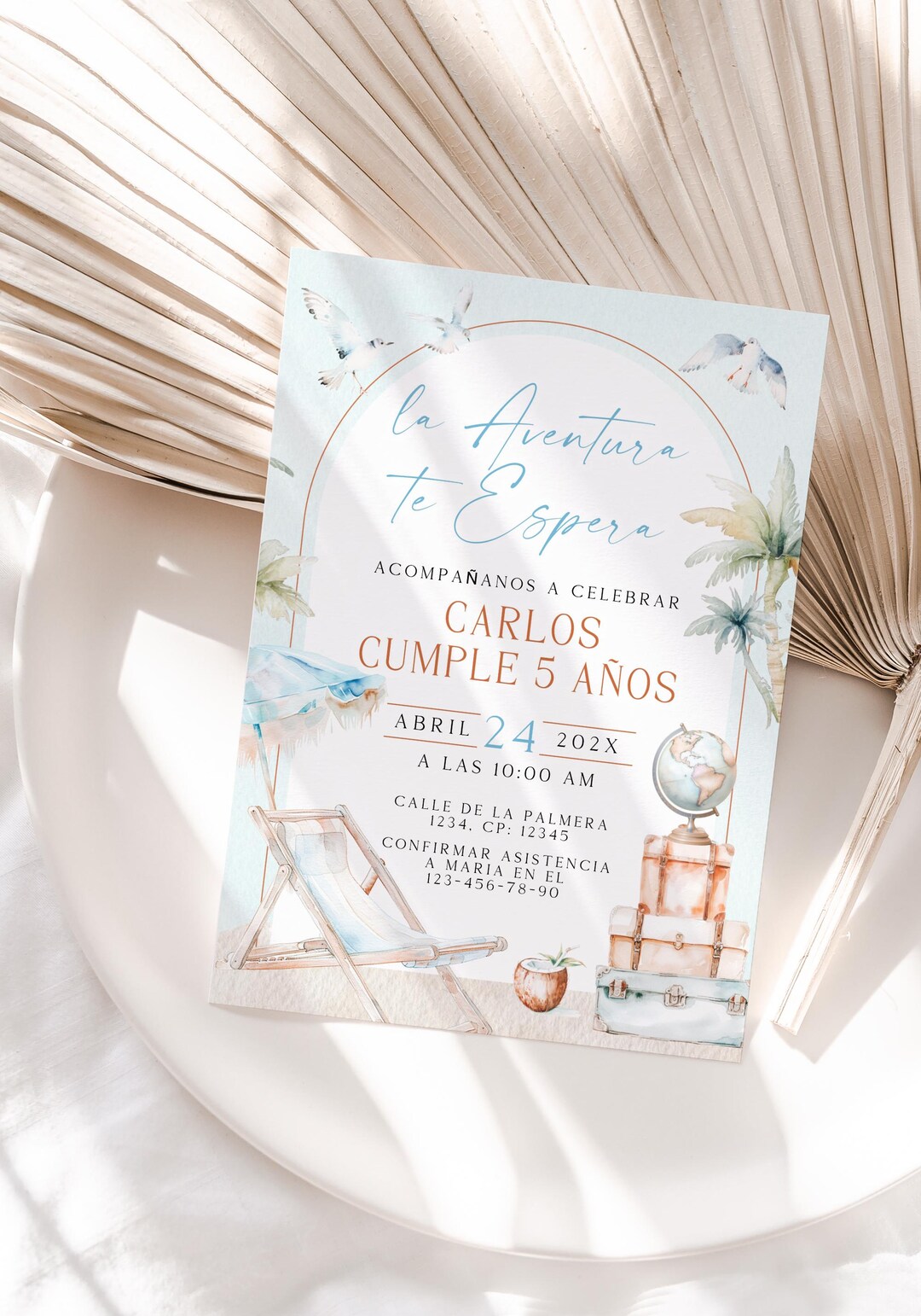 La Aventura Te Espera Fiesta De Cumpleaños Invitación, Boho Beach ...