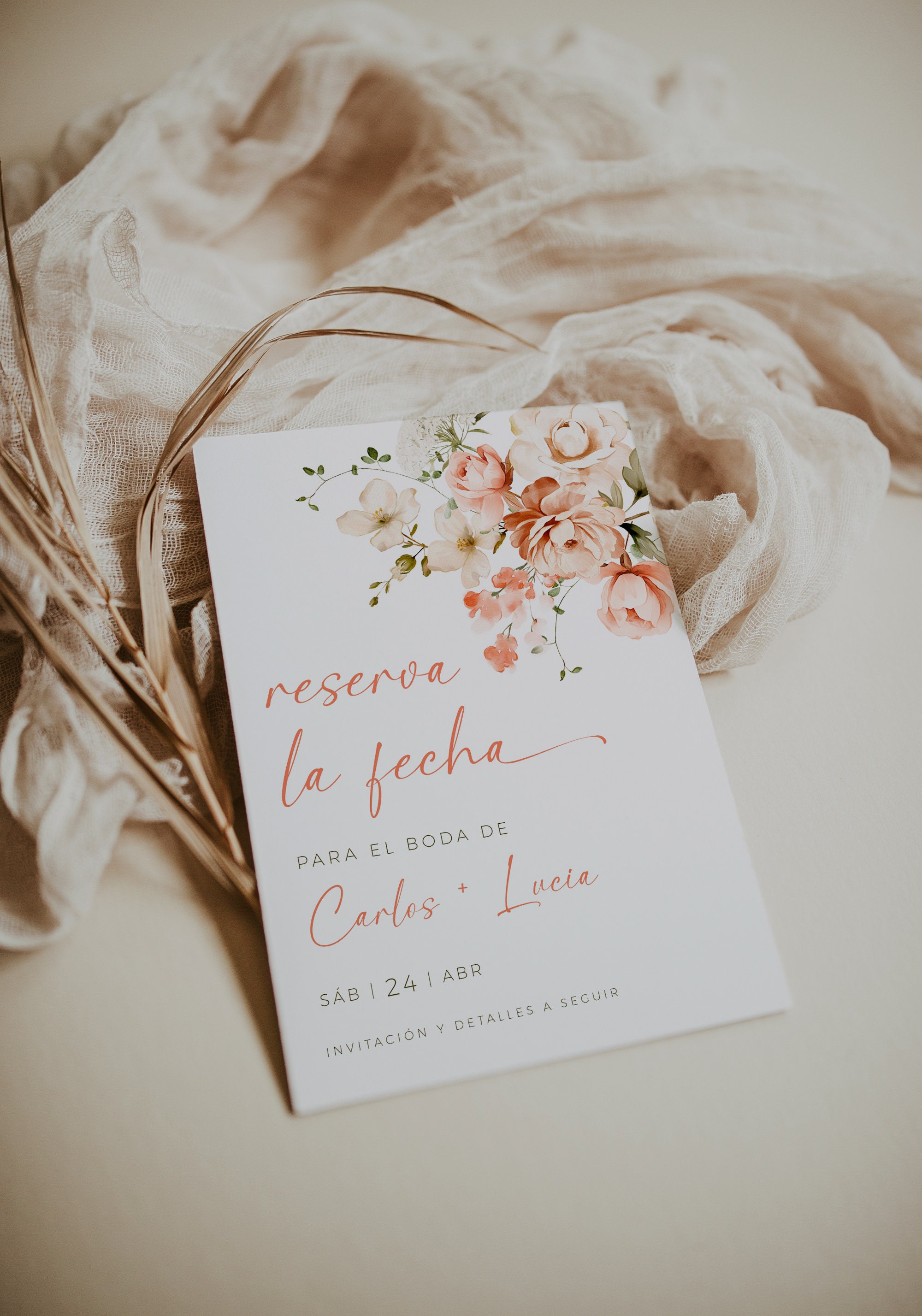 Save the Date Wedding Invitation in Spanish, Reserva La Fecha Nuestra ...