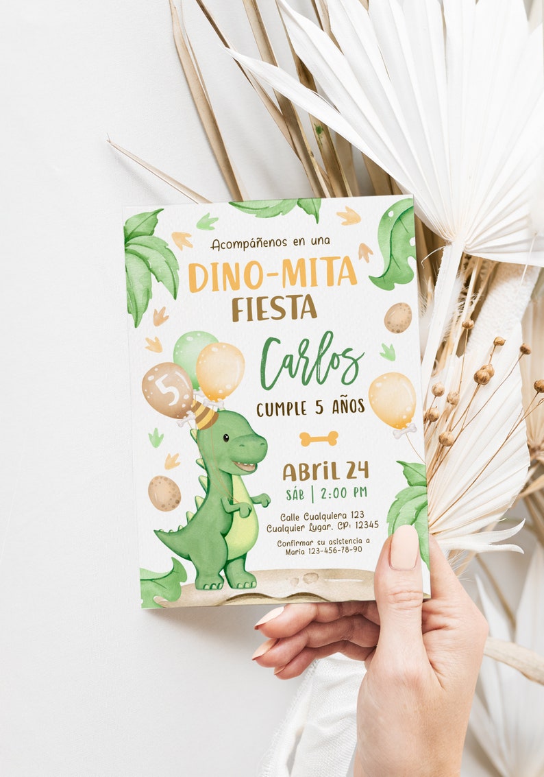 Dino-mita Fiesta Invitación De 5 Años Invitación De - Etsy