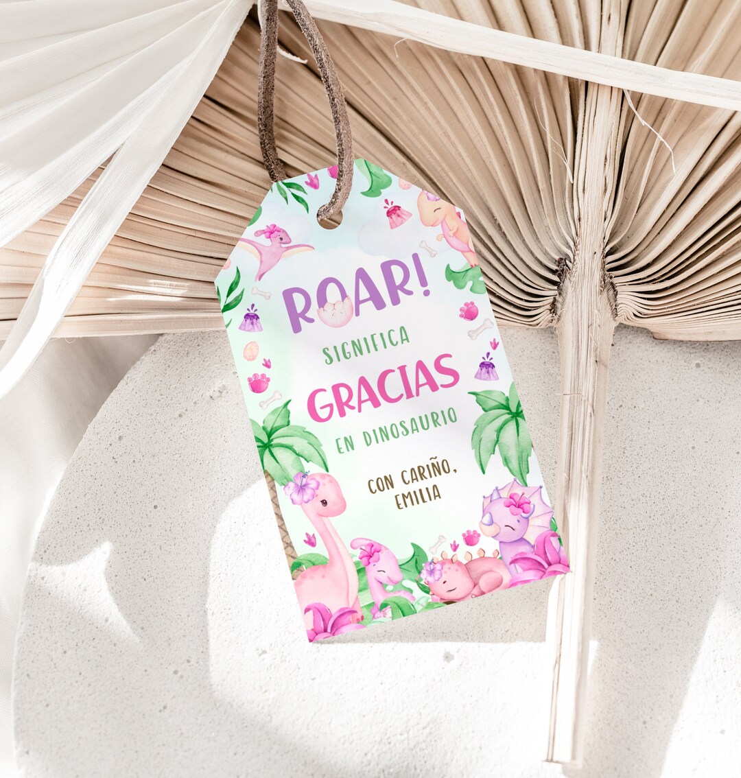 Gracias B-day Gift Labels En Español, Rosa Púrpura Niña Cumpleaños ...