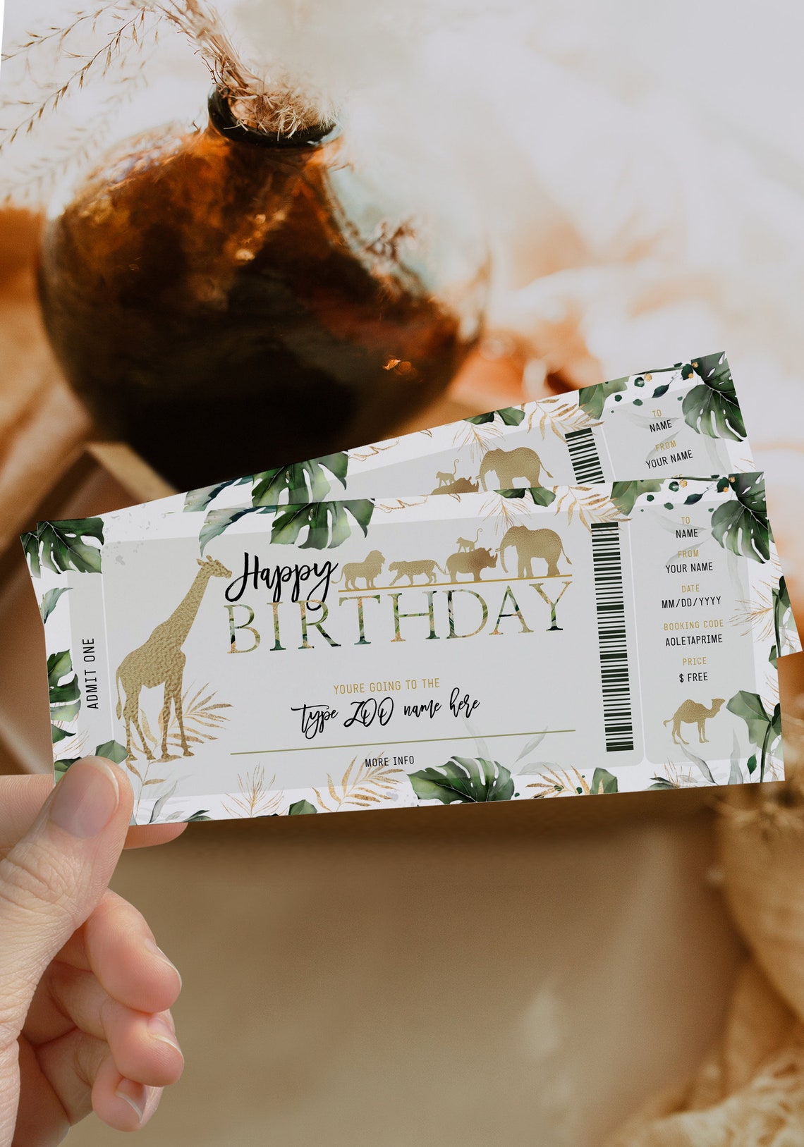 Zoo Printable Ticket Happy Birthday Zoo Gift Voucher Template - Etsy