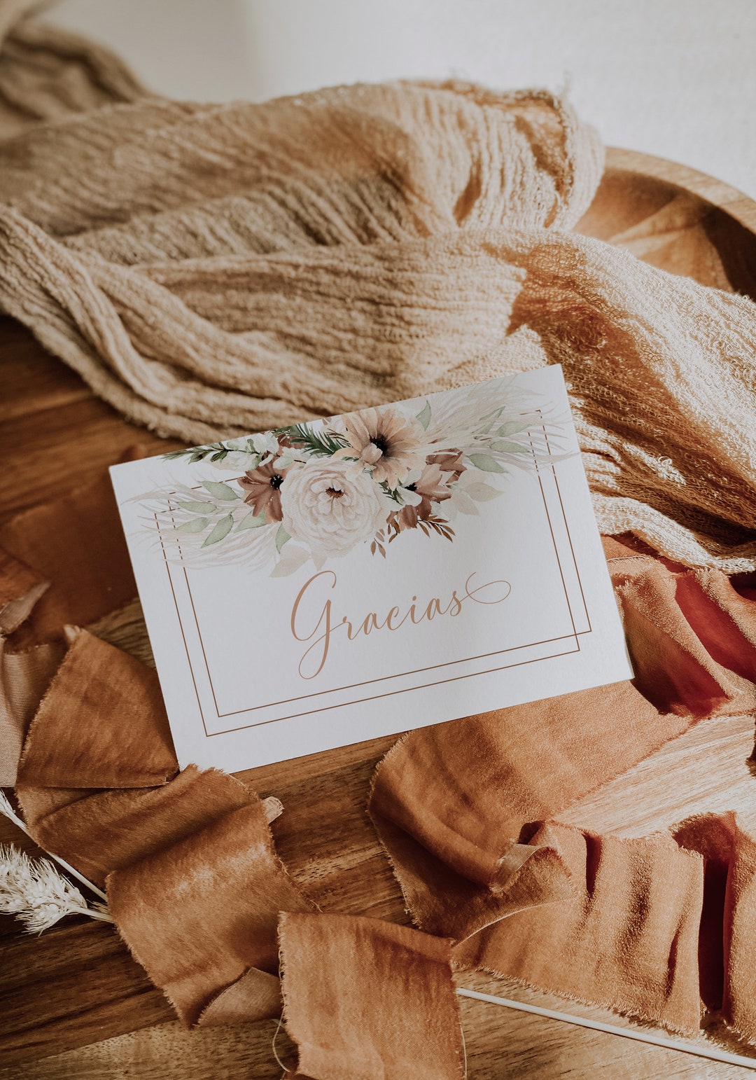 Spanish Thank You Card Template, Tarjeta De Agradecimiento, Boho Thank ...