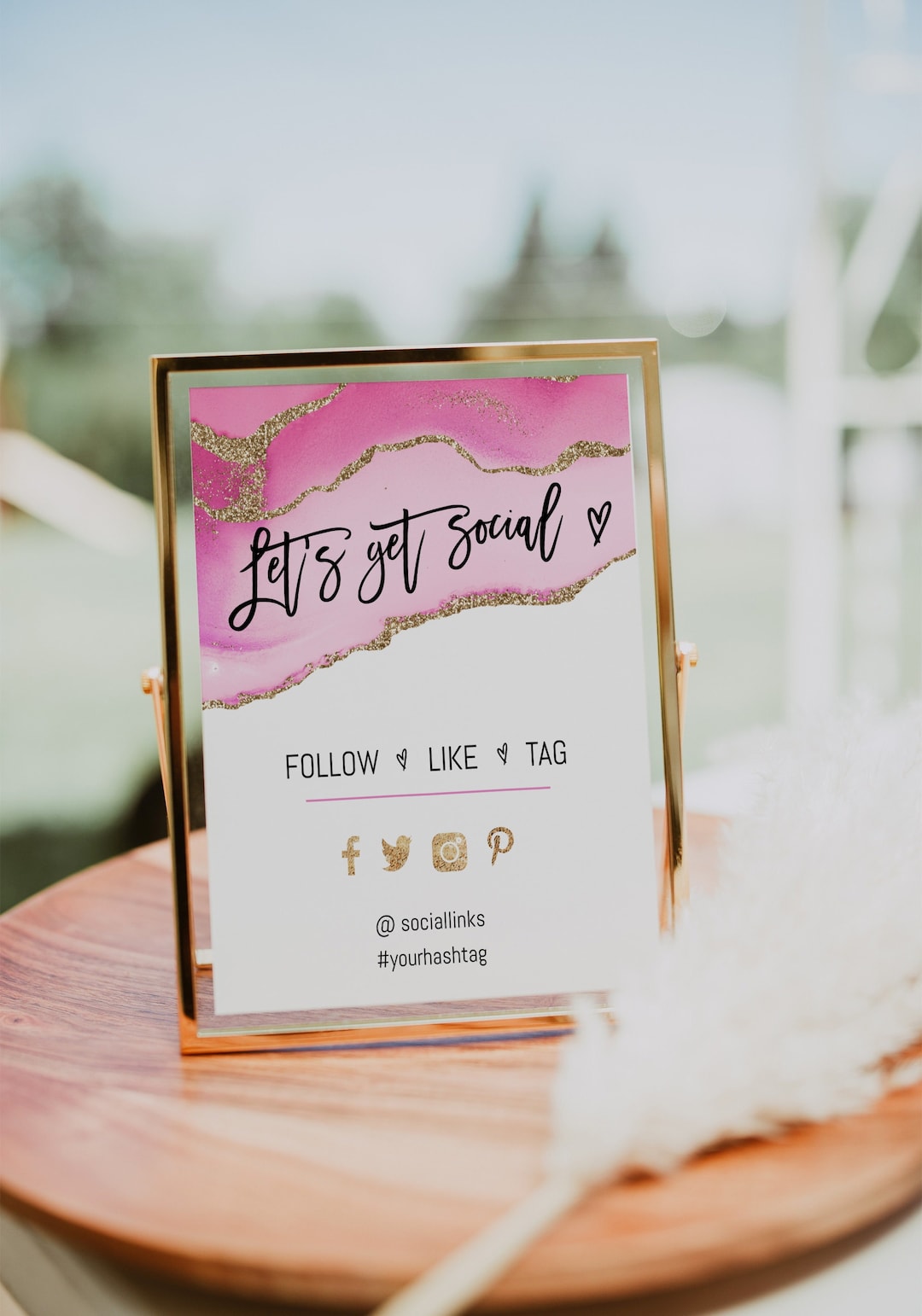 Let's Get Social Sign, Social Media Sign Template, Follow Us on Social ...