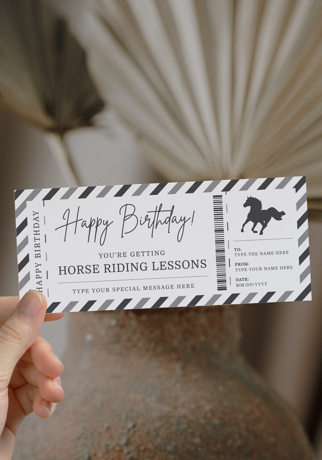 Horse Riding Lessons Birthday Gift Voucher Printable, Birthday Gift ...