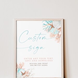 Editable Custom Sign Ocean & Under the Sea Card , Ocean Algae Custom ...
