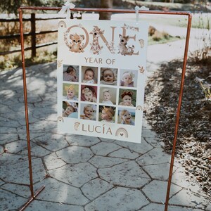 First Birthday Photo Collage Sign Template, 12 Month Photo Collage Sign ...