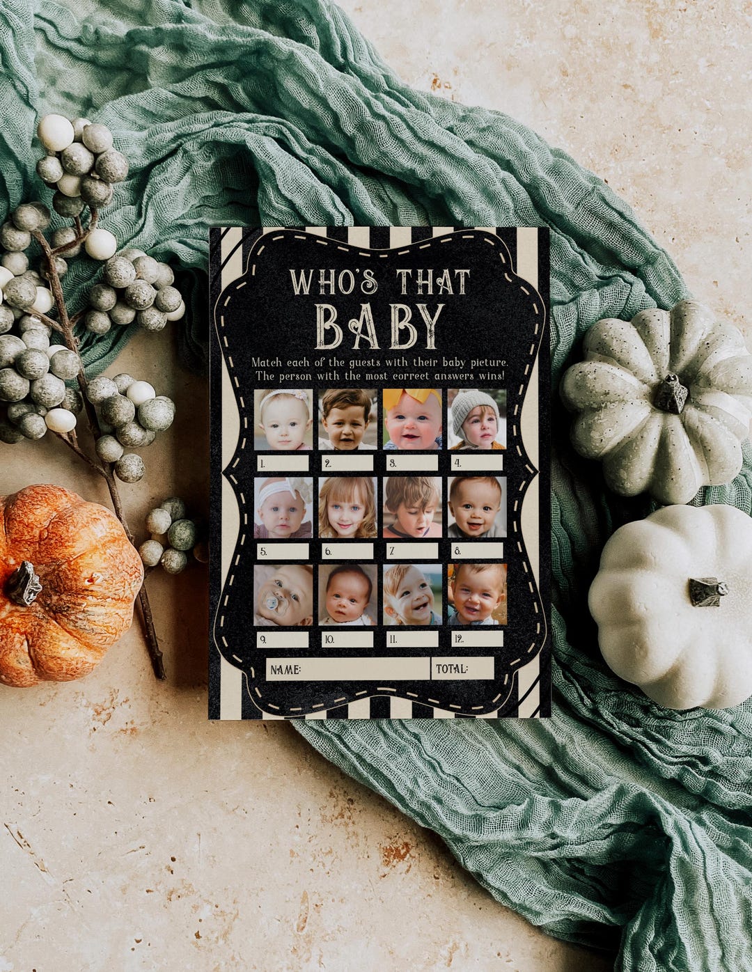 Halloween Who's That Baby Photo Game Printable, Autumn Halloween Gothic ...
