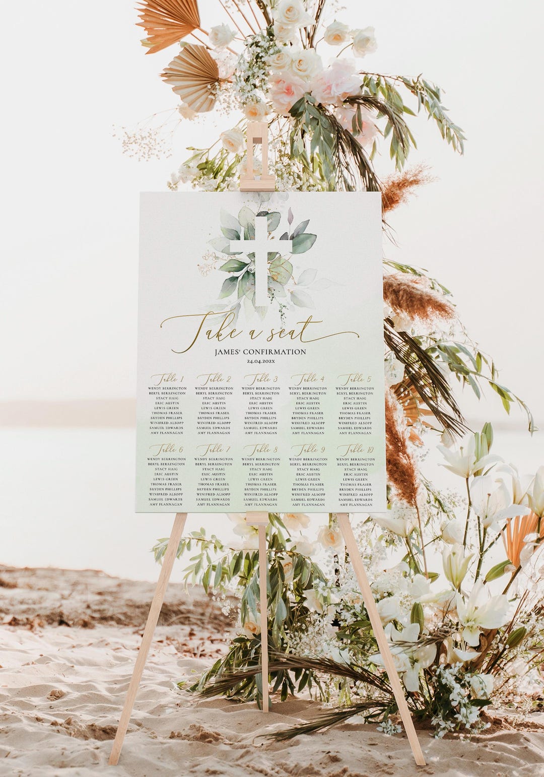 Take a Seat Confirmation Seating Chart Printable, Eucalyptus Greenery ...