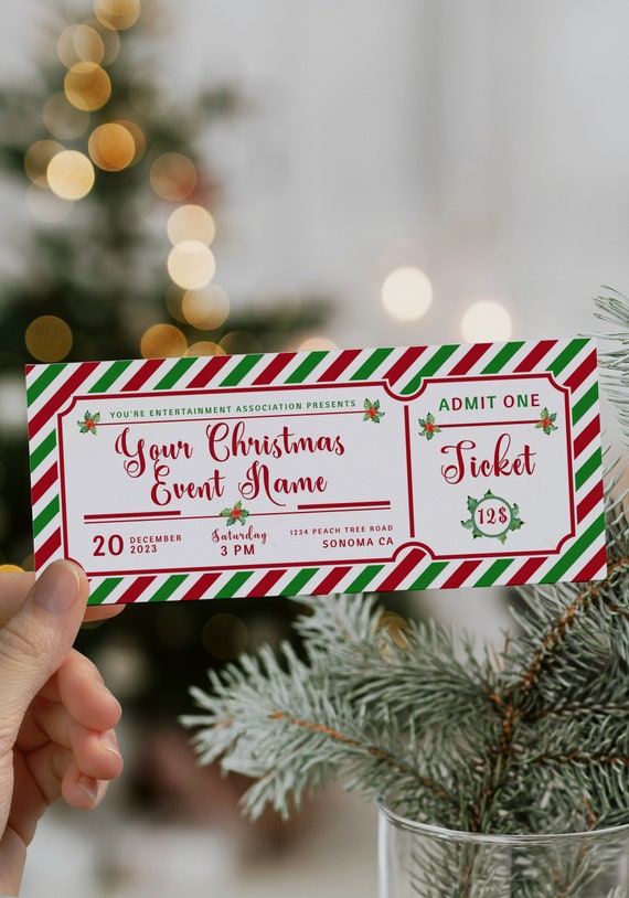Christmas event ticket template, christmas gift surprise concert ...
