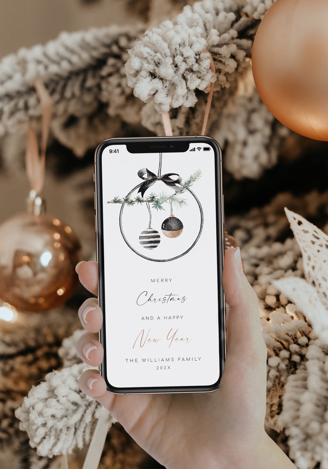 Electronic Christmas Cards Happy Holidays, Minimalist Christmas Card ...