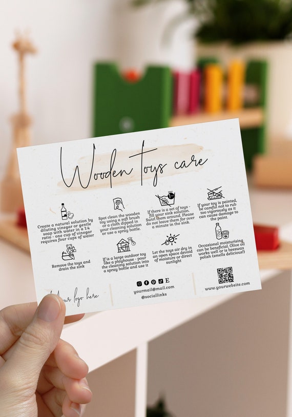 Wooden Toy Care Card Template Child Toys Brending Montessori | Etsy