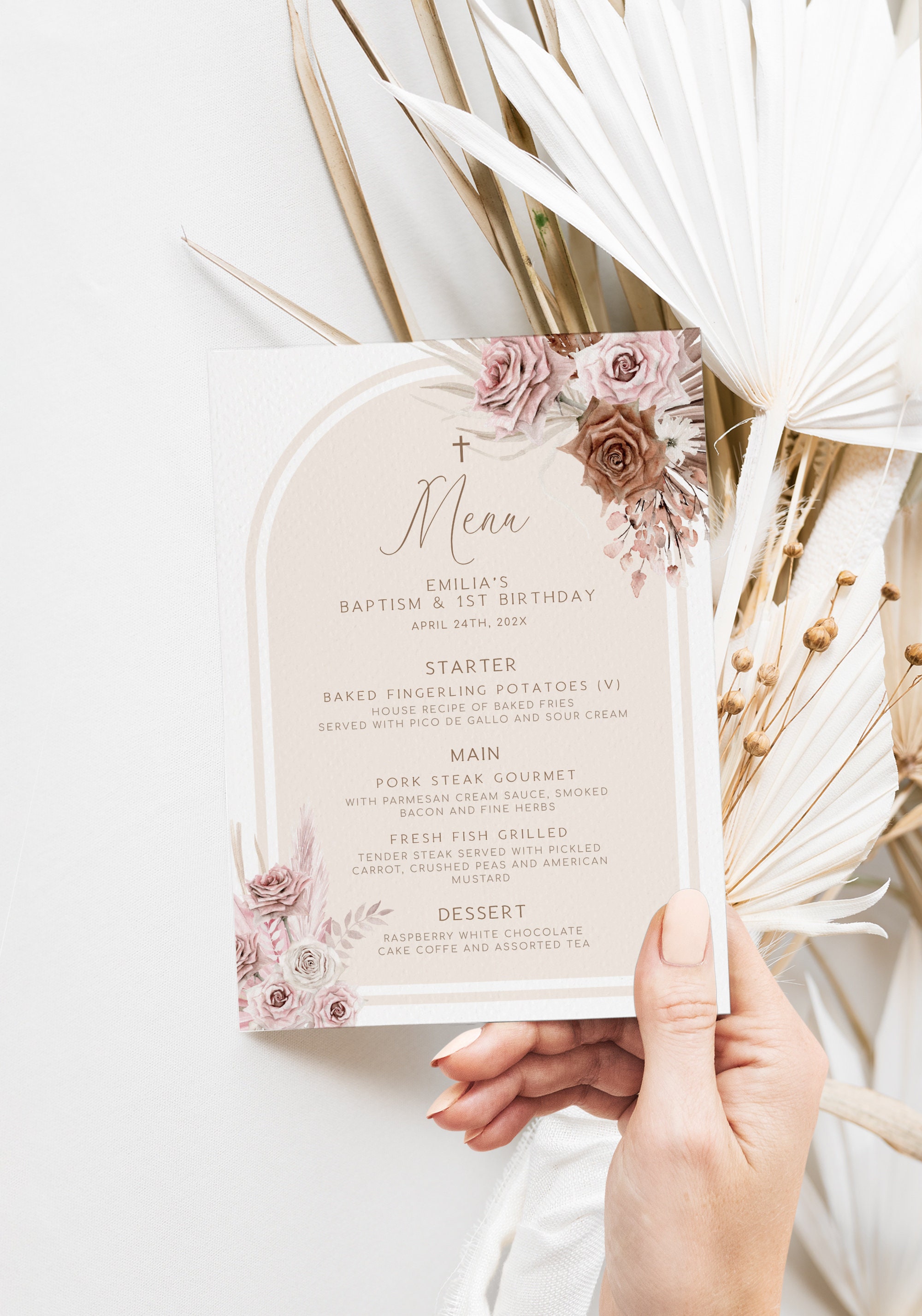 Bohemian Baptism and First Birthday Menu Printable Boho - Etsy