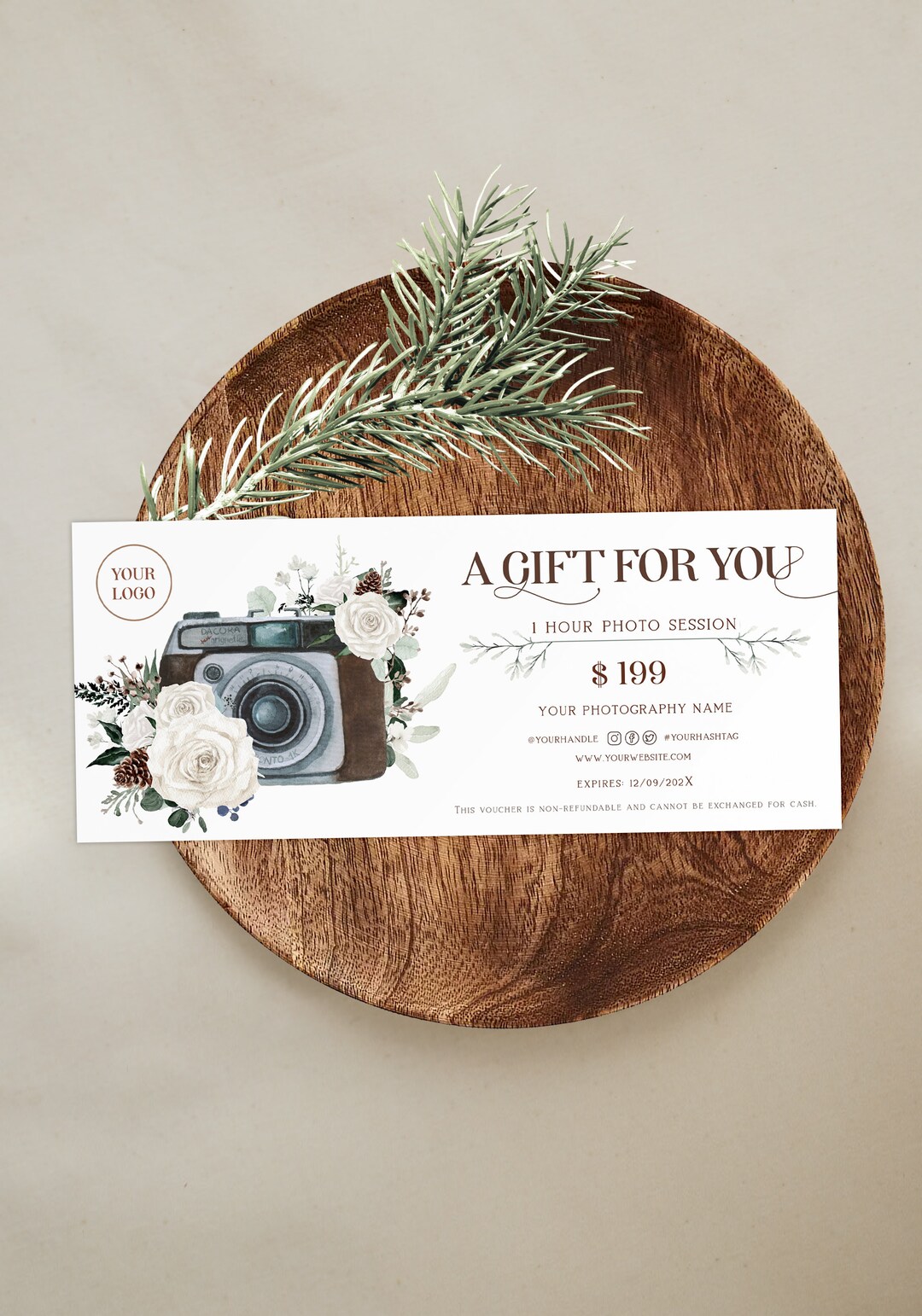 Editable Winter Photography Gift Certificate Template, Photographer ...