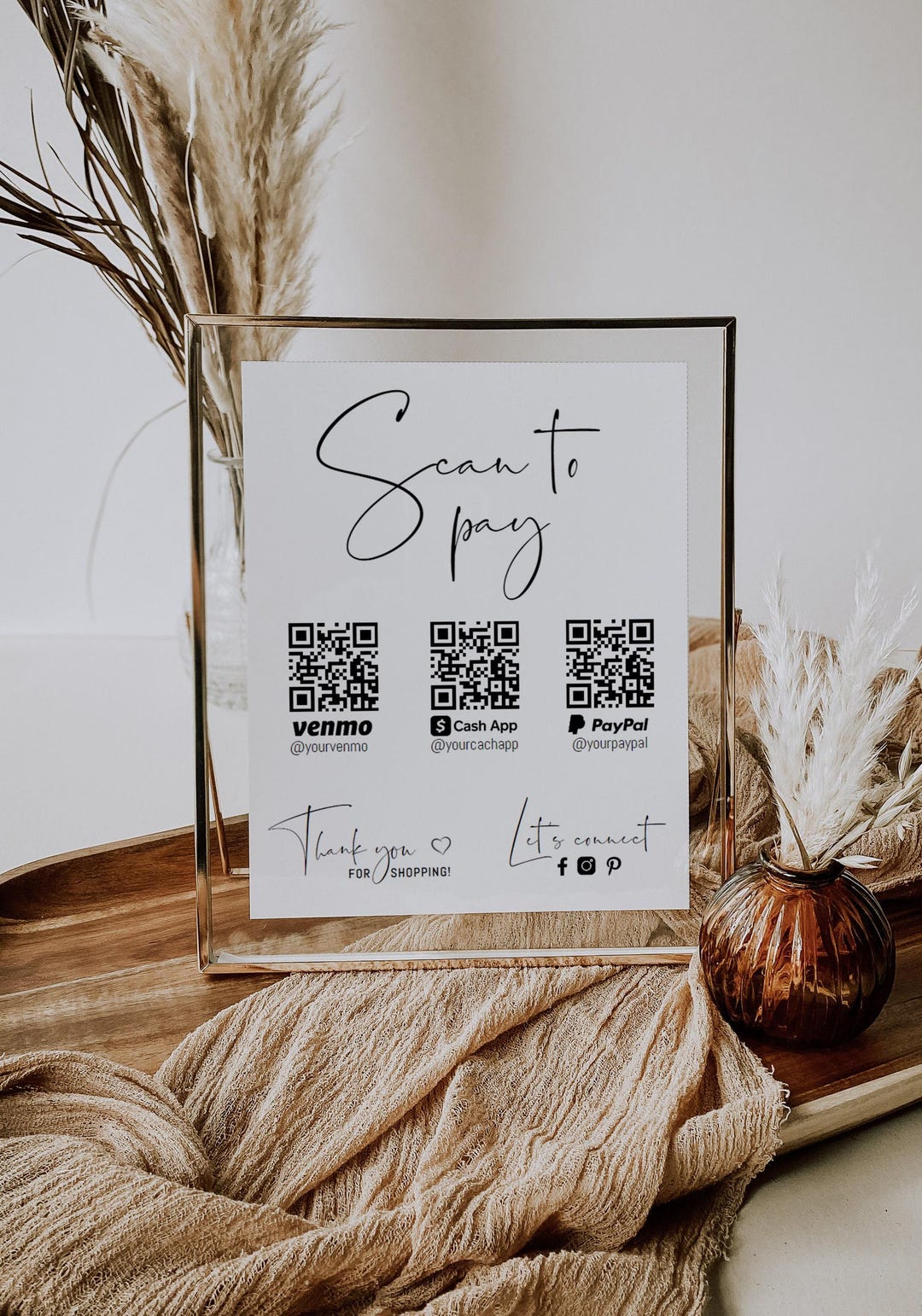 Payment QR Code Sign Printable, Scan to Pay Sign, Modern QR Code Poster, Scan to Order Sign ...