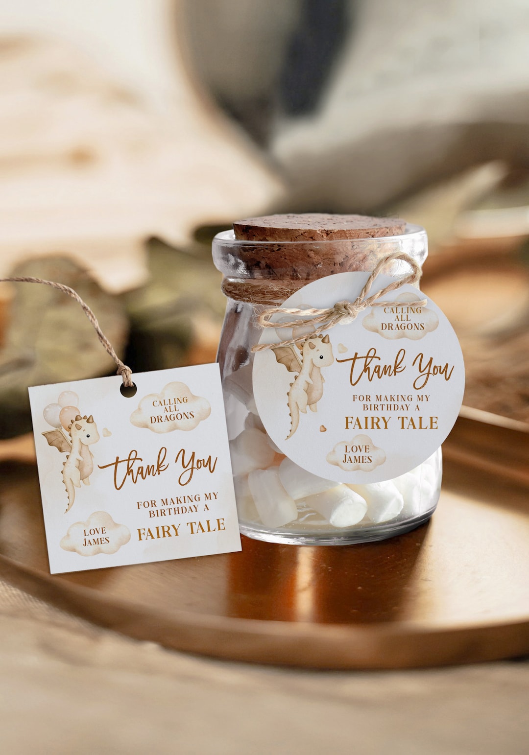 Dragon Gift Tags, Dragon Themed Birthday Thank You Tags Printable, Boho ...