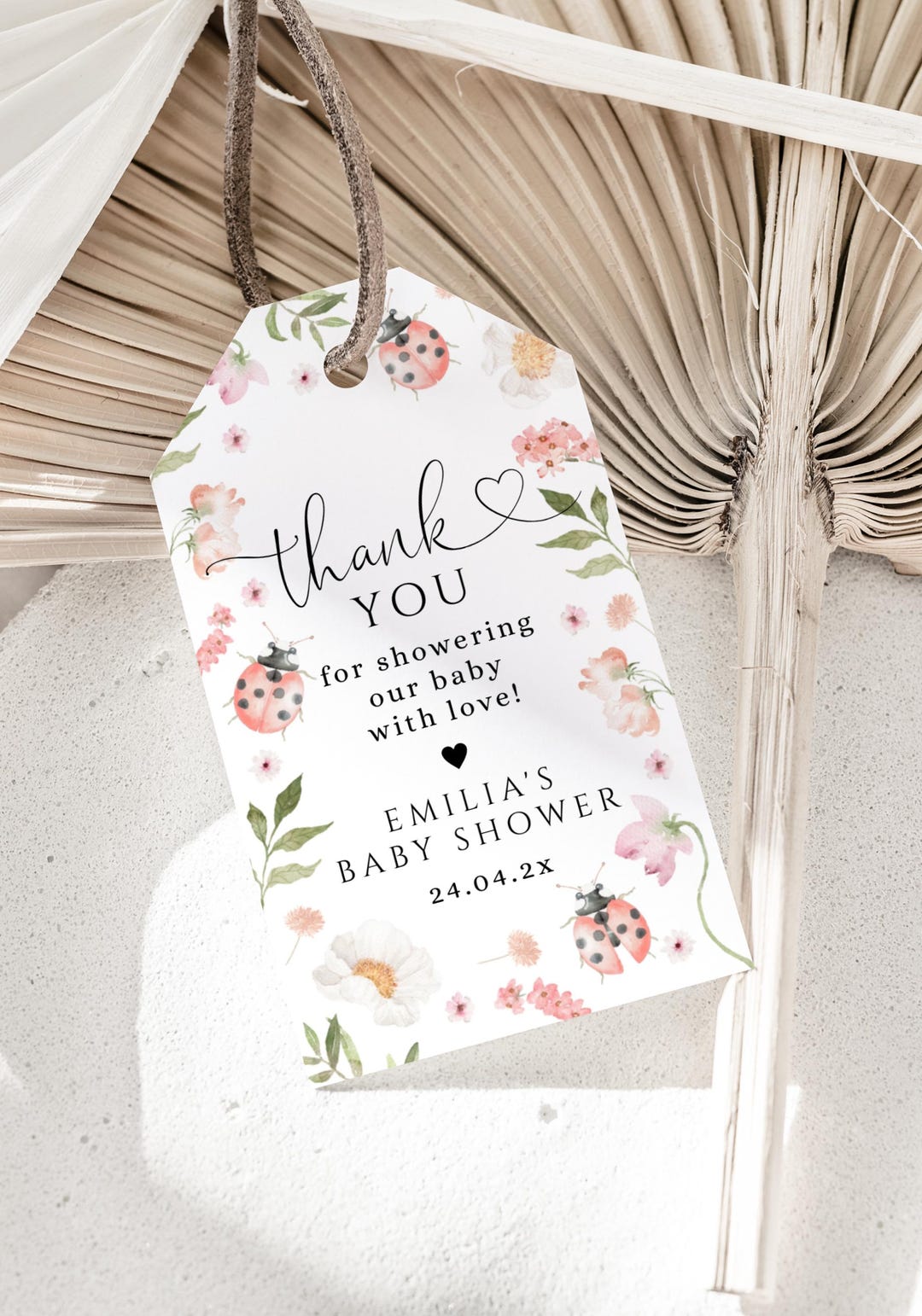 Lagy Bug Baby Shower Thank You Tags Printable, Red Love Bugs Baby ...