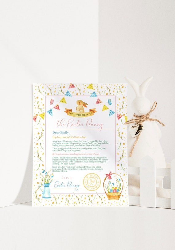 Editable easter bunny letter to kids, printable official letter from ...