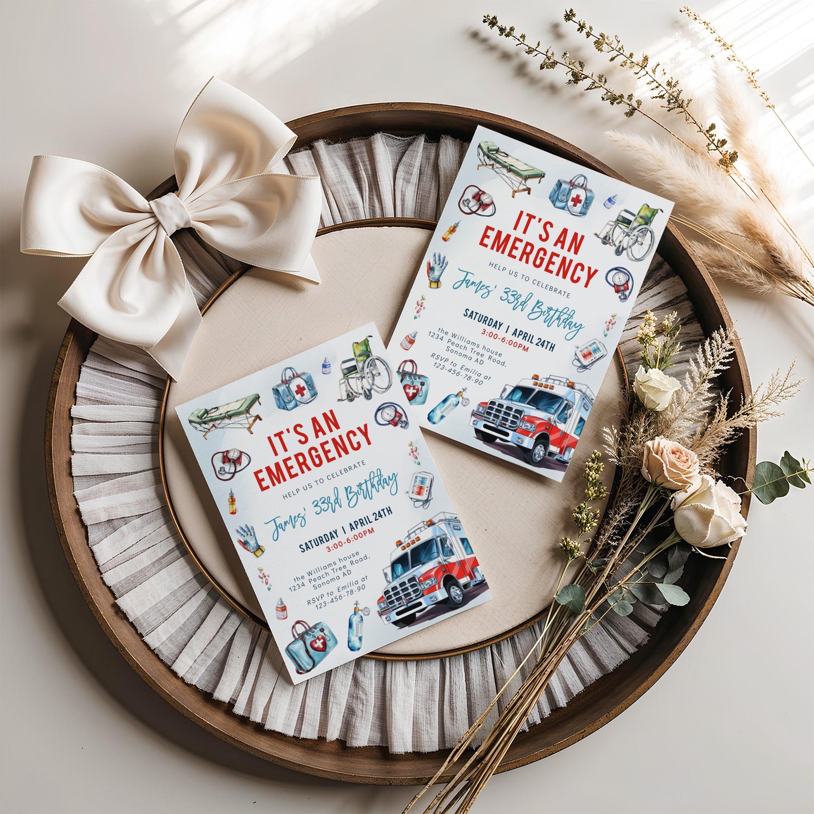 Editable Paramedic Birthday Party Invitation Printable, Adult Birthday ...