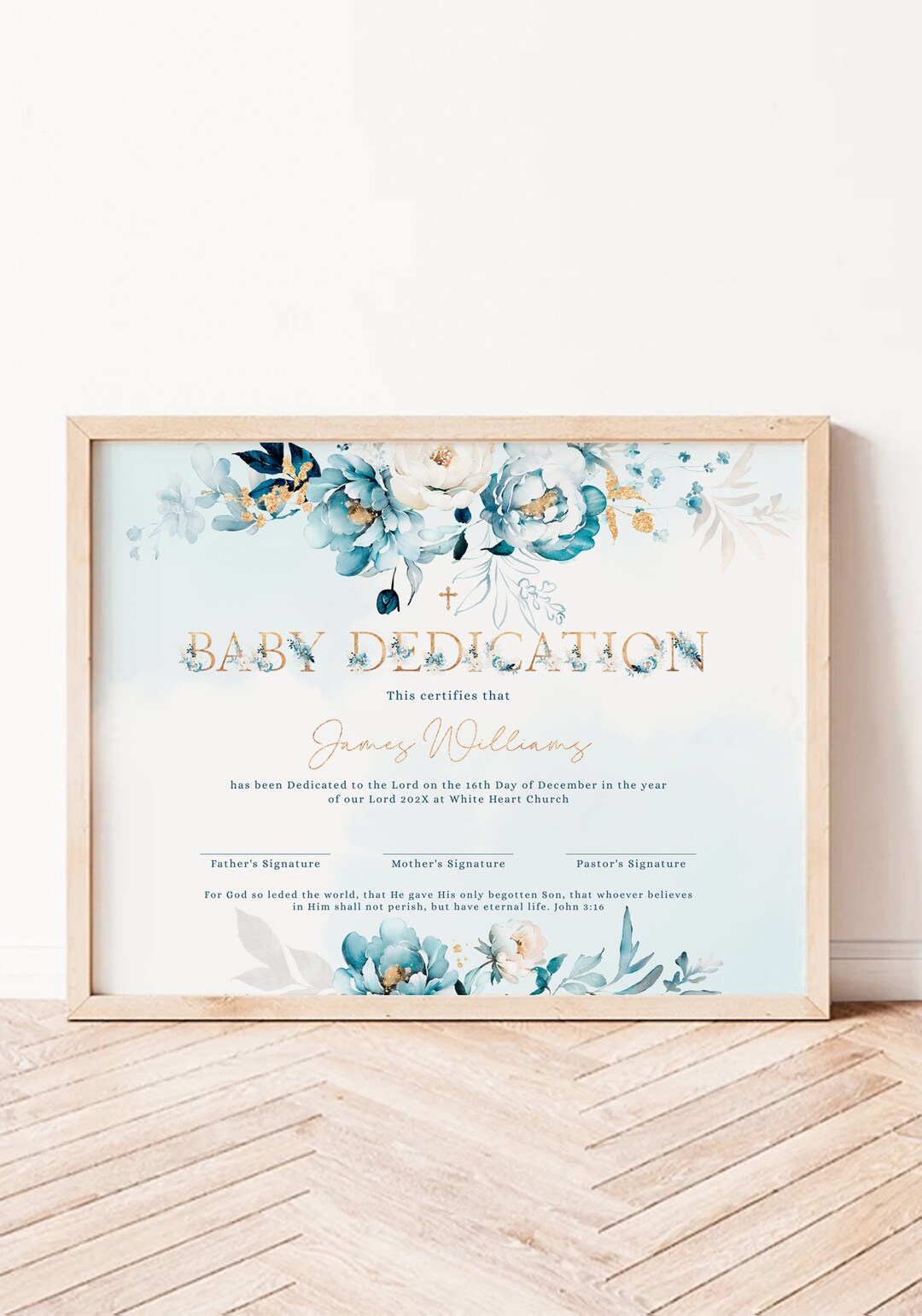 Baby Dedication Baptism Certificate Printable, Certificate of Baptism ...