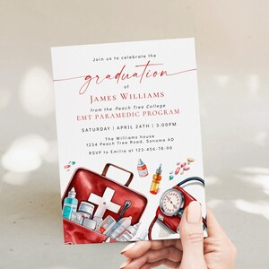 Paramedic EMT Graduation Invitation Card, Medical Graduation Party ...
