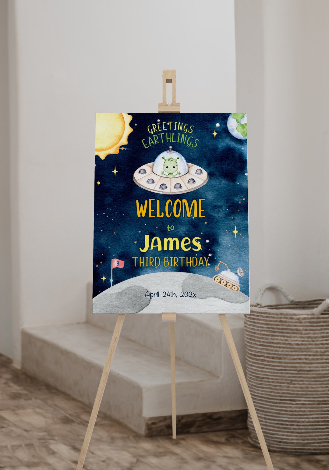 Space Alien Editable Welcome Sign, Printable, Decorations Mars Alien ...