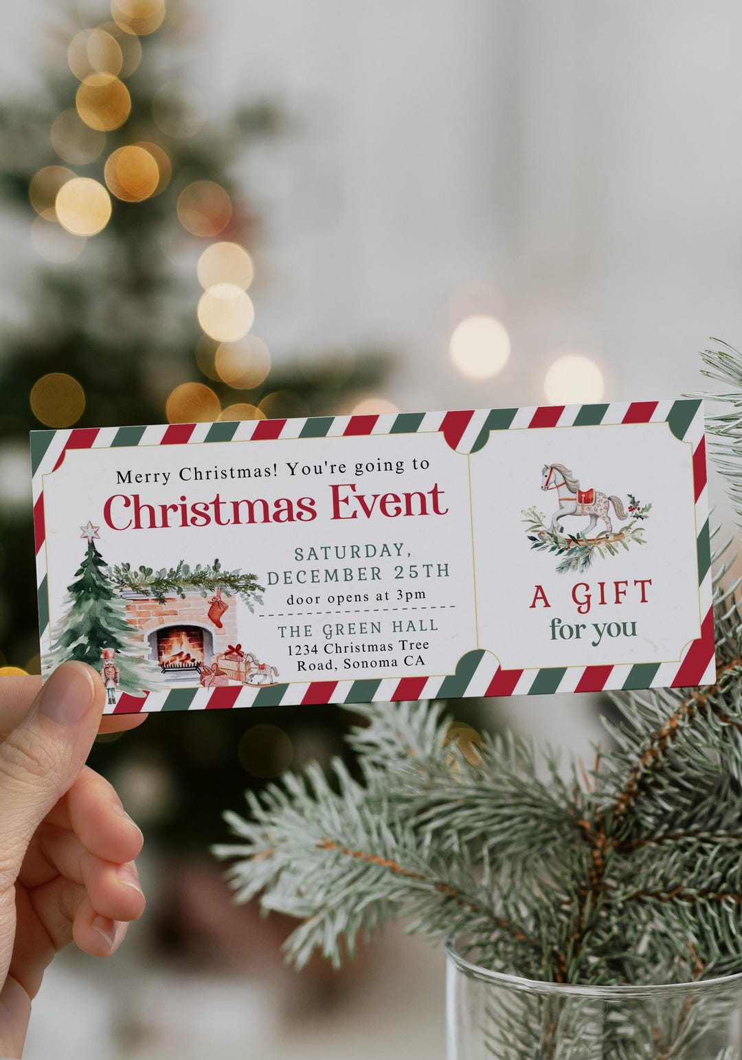 Christmas Event Ticket Template, Nutcracker Gift Surprise Xmas Event ...