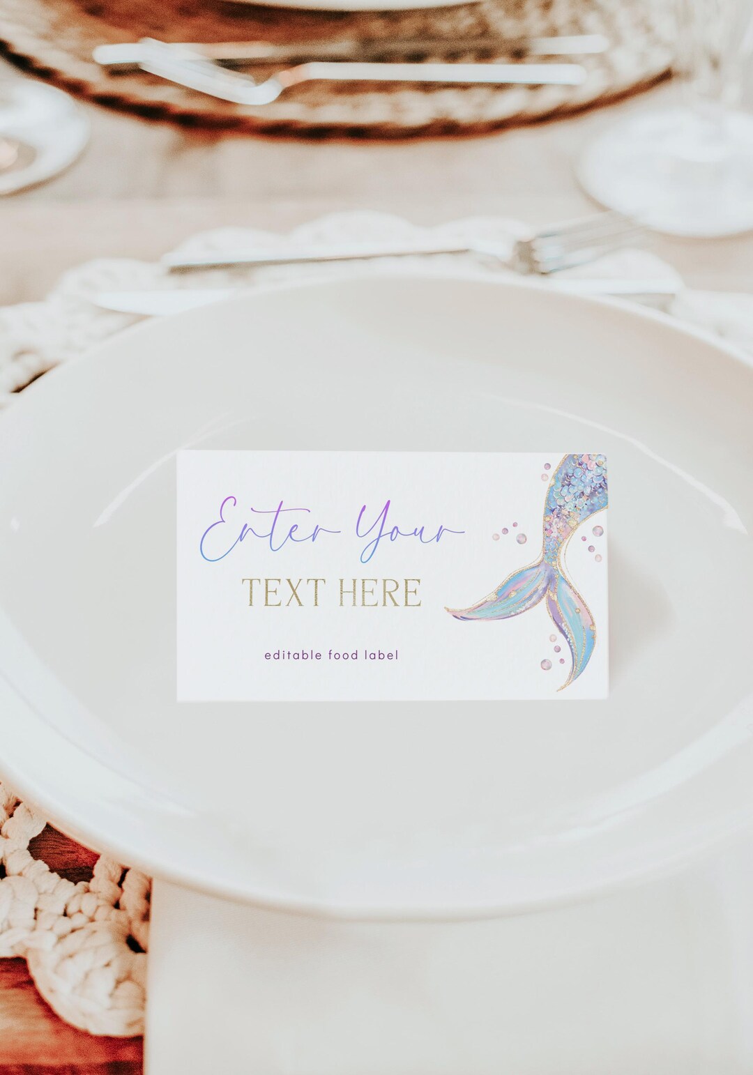 Mermaid Food Labels Printable, Blue Purple Mermaid Tail Food Label ...