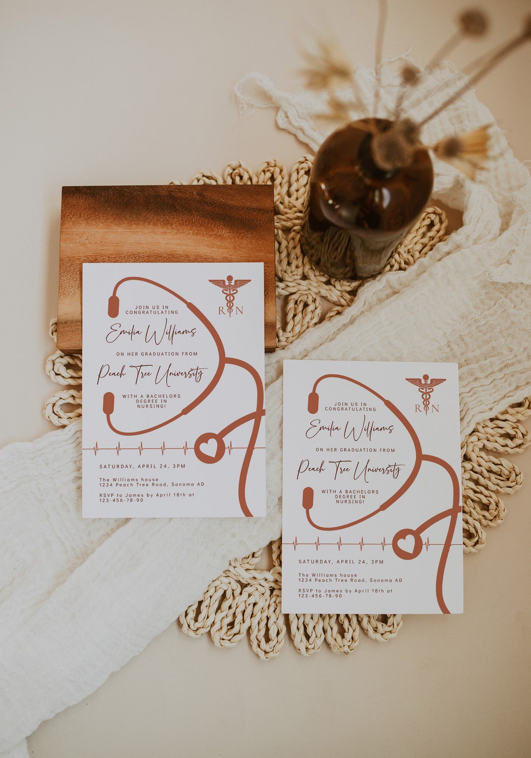 Editable Nursing Graduation Modern Invite, RN Graduation Party ...
