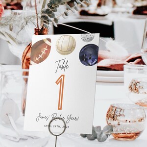 Sports Balls First Birthday Table Number Printable, Sports Theme 1st ...