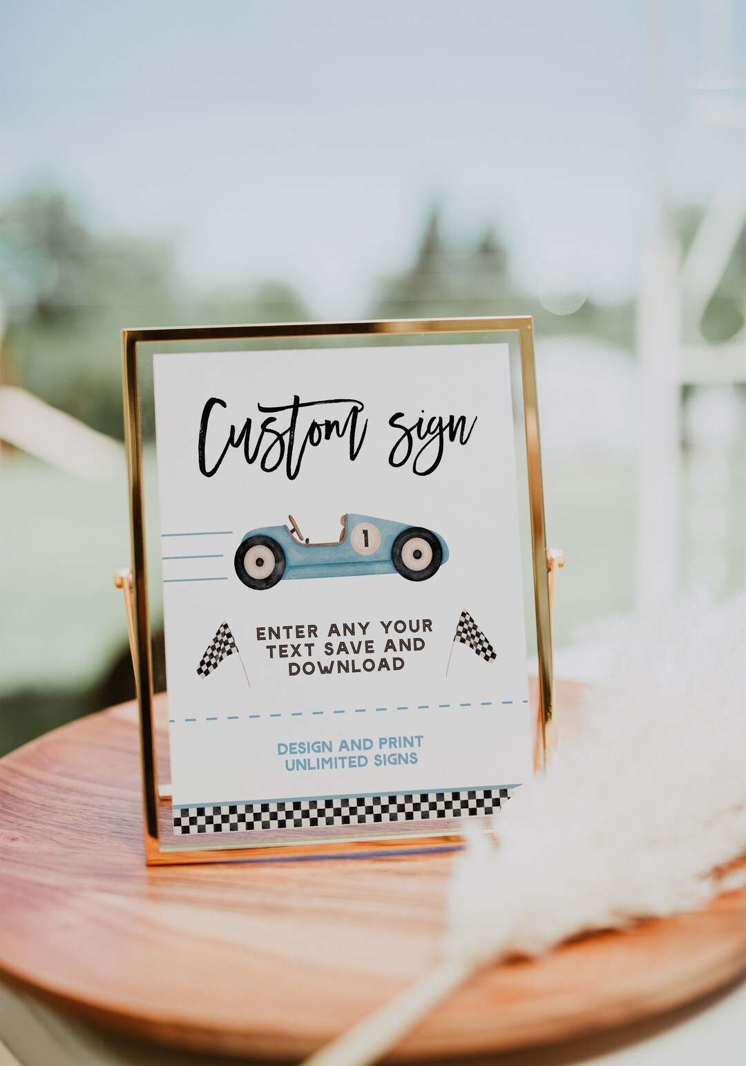 Blue Race Car Custom Text Sign, Race Car Boy Custom Sign Printable ...